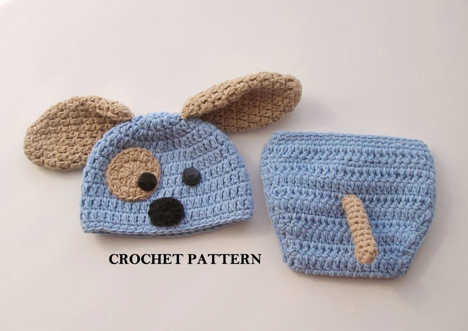 CROCHET PATTERN Puppy Dog Hat and Diaper Cover Baby Costume, PDF ...