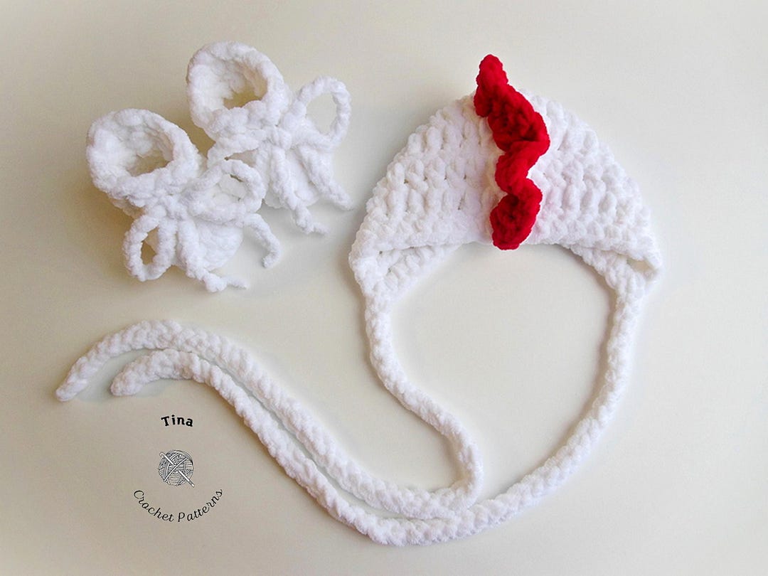 CROCHET PATTERN Cozy Chicken Baby Bonnet and Booties Set Easy Easter ...