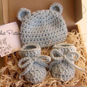 CROCHET PATTERN Baby Bear Baby Hat and Booties Set, Photo Prop ...