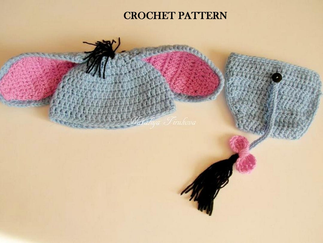 CROCHET PATTERN - Donkey Baby Hat and Diaper Cover Set | Newborn Photo ...
