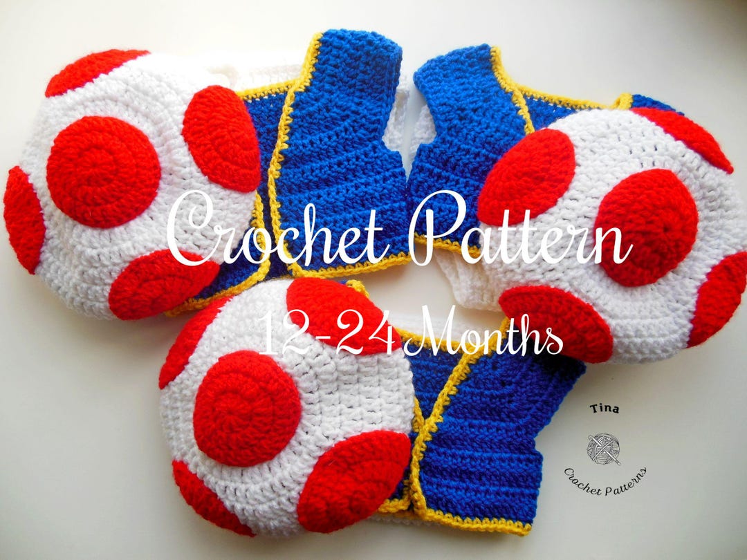 CROCHET PATTERN - Toad Baby Hat, Vest, Shoes and Diaper Cover Set ...