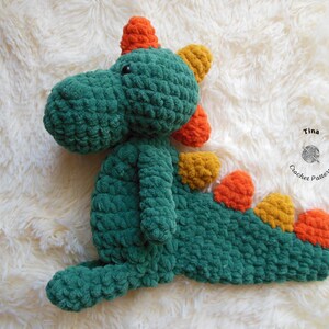 CROCHET PATTERN - Dinosaur Lovey, Dinosaur Snuggler, Crochet Stuffed ...
