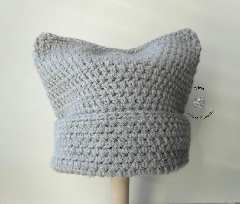 CROCHET PATTERN Cat Ear Beanie Winter Hat No Sew PDF in English | Size ...