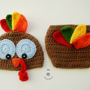 CROCHET PATTERN Turkey Baby Hat and Diaper Cover Set Thanksgiving Day ...