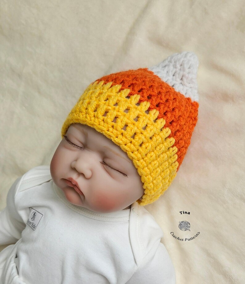 CROCHET PATTERN Baby Candy Corn Outfit: Hat, Dress, Shoes, Photo Prop ...
