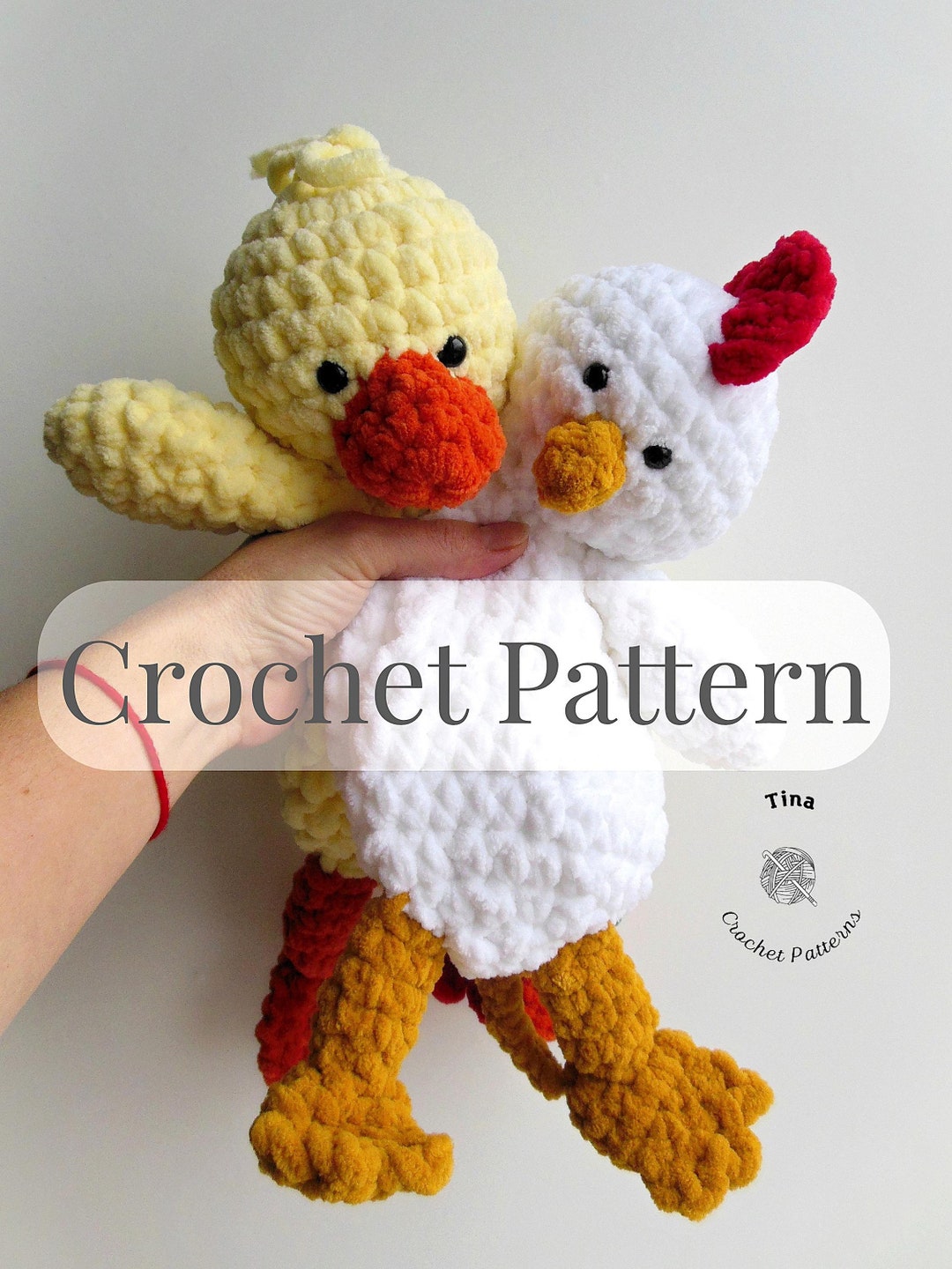 CROCHET PATTERN - Chicken and Duck Lovey, Chicken Snuggler, Crochet ...