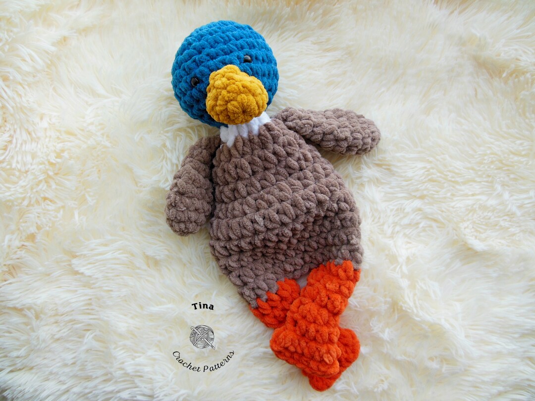 CROCHET PATTERN - Mallard Drake Duck Lovey, Stuffed Bird Design ...
