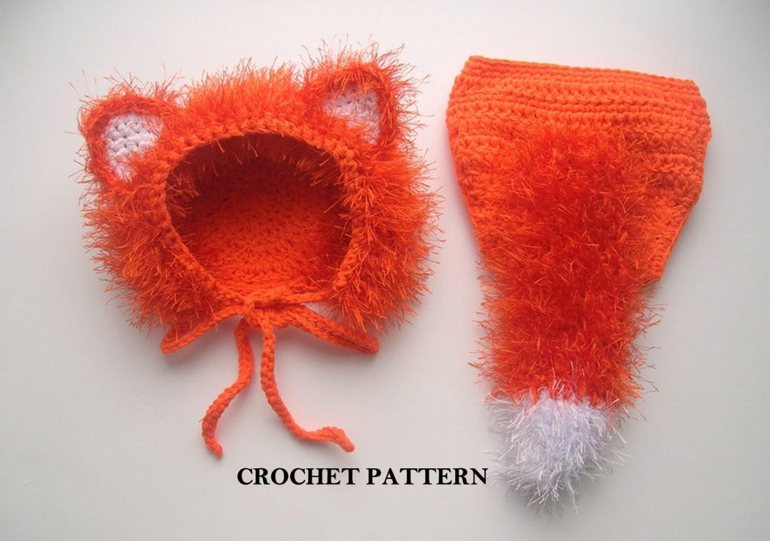 CROCHET PATTERN Baby Fox Hat and Diaper Cover Set for Newborn Photo ...