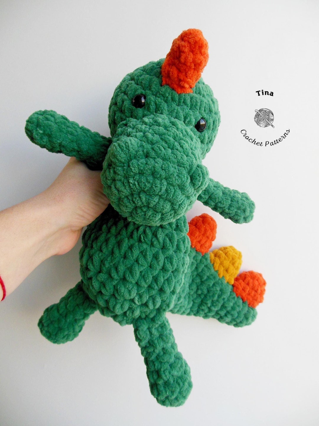 CROCHET PATTERN - Dinosaur Lovey, Dinosaur Snuggler, Crochet Stuffed ...
