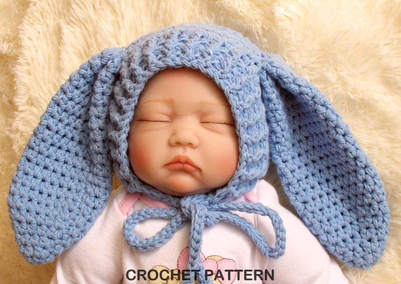 CROCHET PATTERN Easter Bunny Bonnet Rabbit Hat PDF in English | Sizes 0 ...
