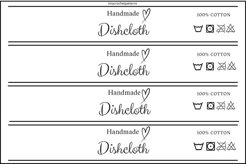 Printable Dishcloth Label, Washcloth Label, Handmade Crochet Tag, Knit ...