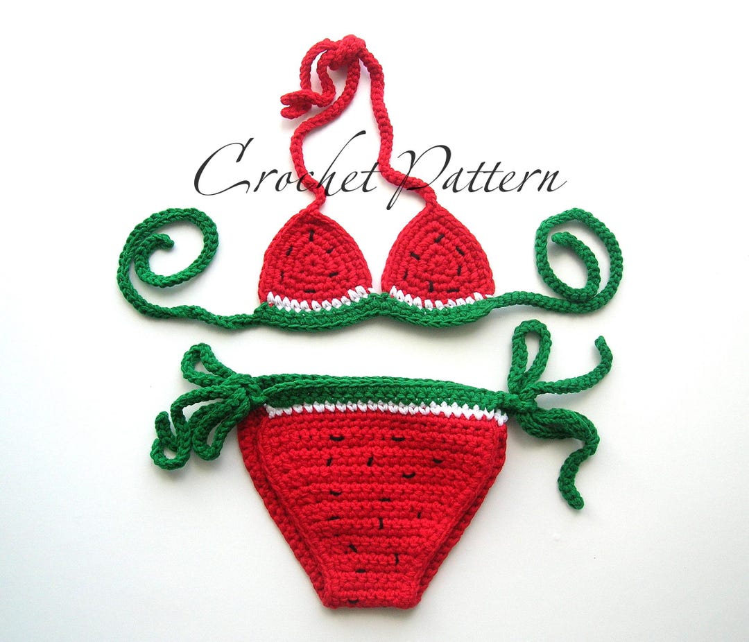 CROCHET PATTERN Watermelon Bikini Baby Set | Crochet Baby Swimwear in ...