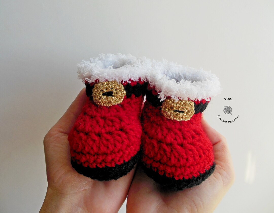 CROCHET Baby Booties PATTERN Santa Baby Booties Crochet Santa Shoes ...