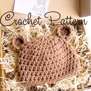 CROCHET PATTERN - Bear Baby Hat and Booties Set | Newborn Photo Prop ...