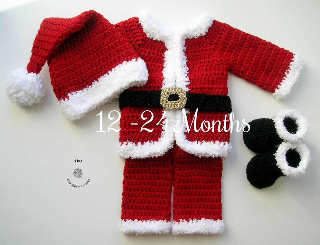 CROCHET PATTERN for Baby Santa Costume Hat Pants Jacket and Booties DIY ...