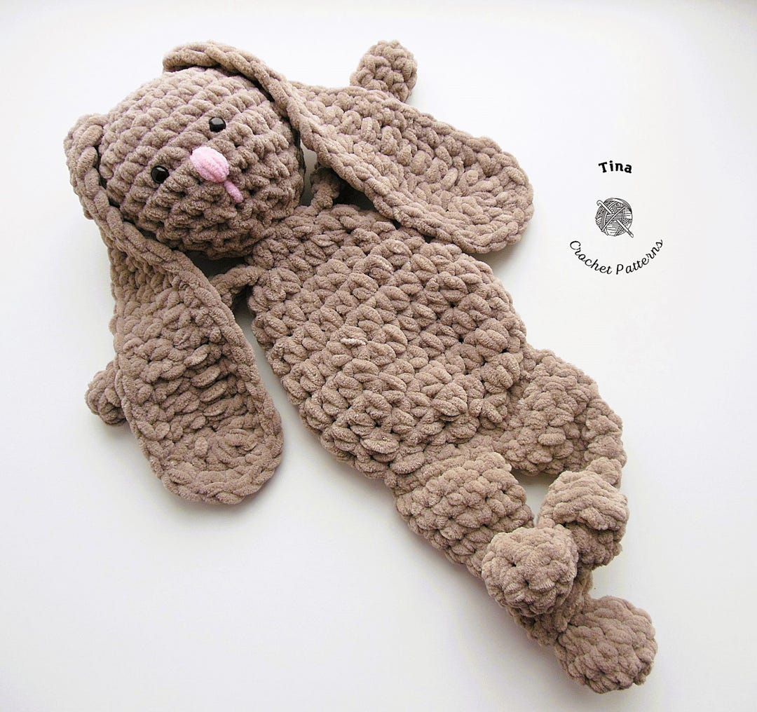 CROCHET PATTERN - Brown Bunny Lovey, Bunny Snuggler, Crochet Stuffed ...