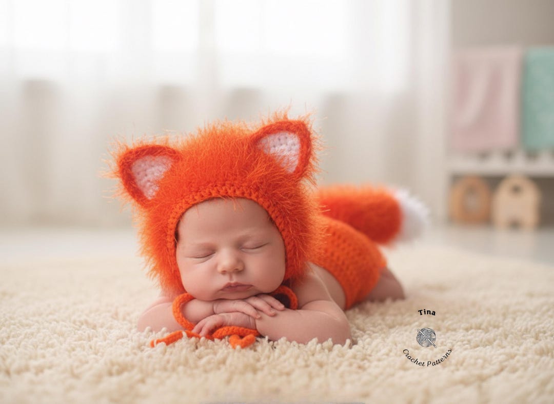 CROCHET PATTERN Fox Bonnet and Diaper Cover Costume, Photo Prop, PDF ...