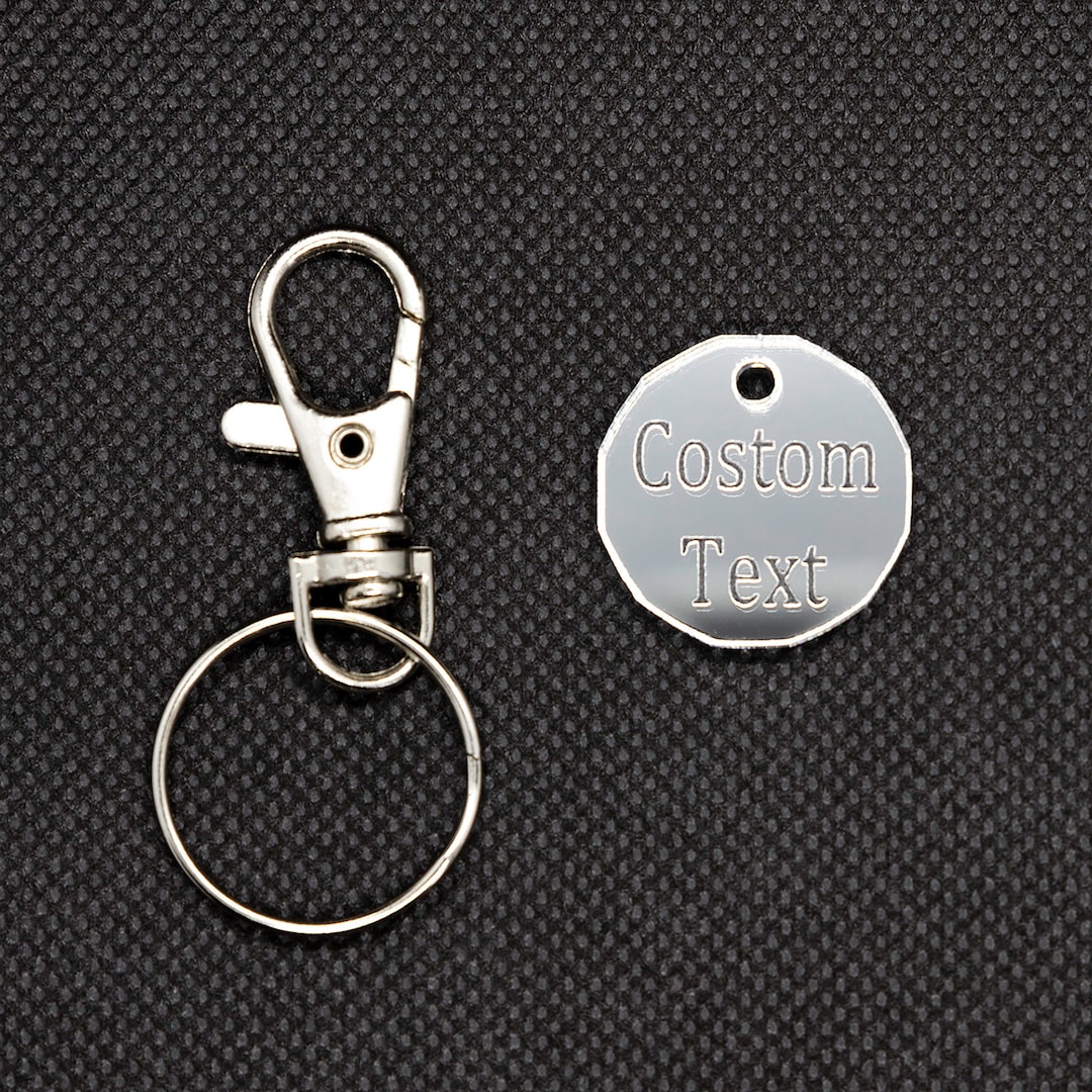 Personalised Name Word Keyring Trolley Cart Wedding Party Token Fob ...