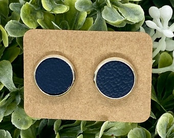 Navy Stud Earrings - Etsy