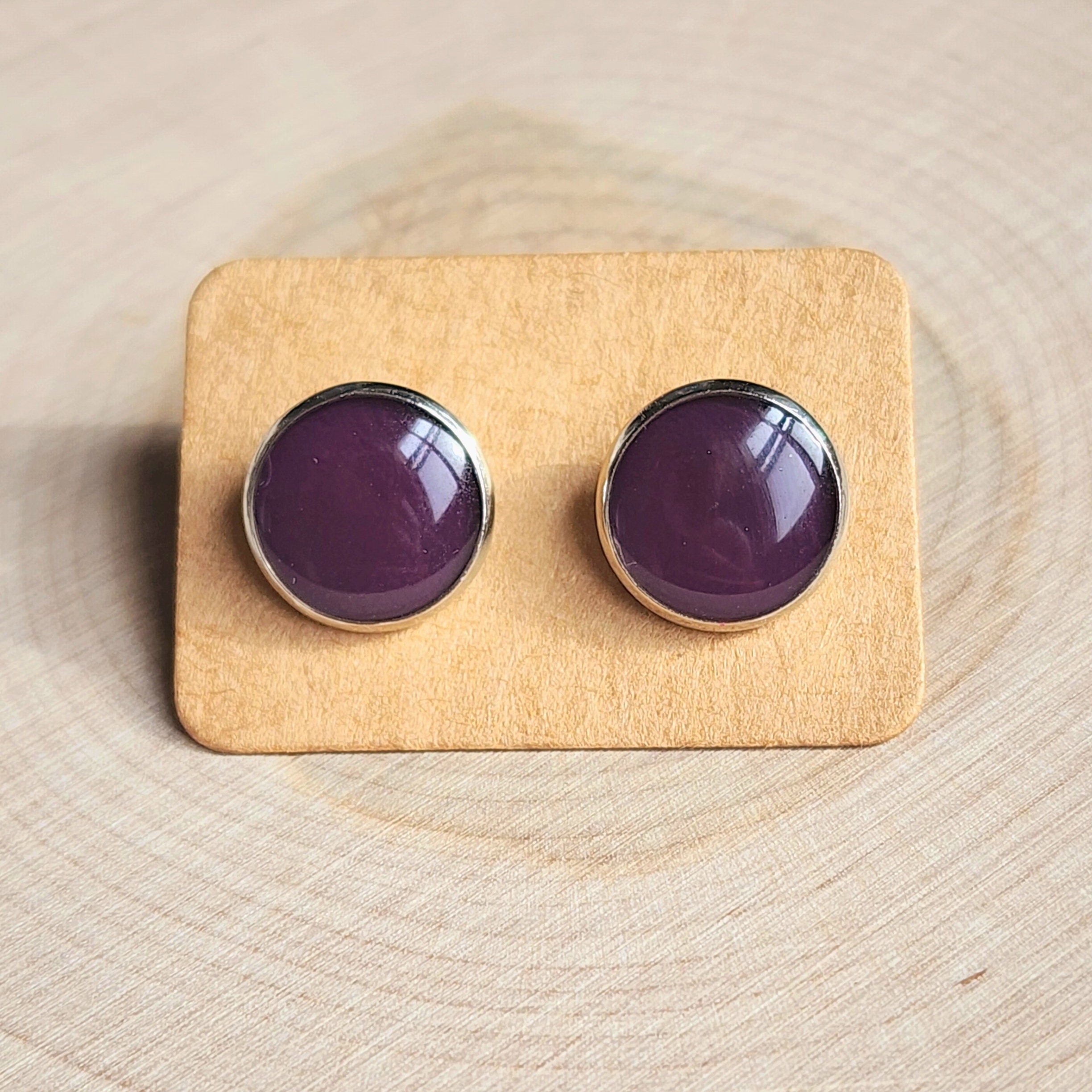 Dark Purple Earrings, Purple Studs, Earrings, Stud Earrings, 10 Mm ...