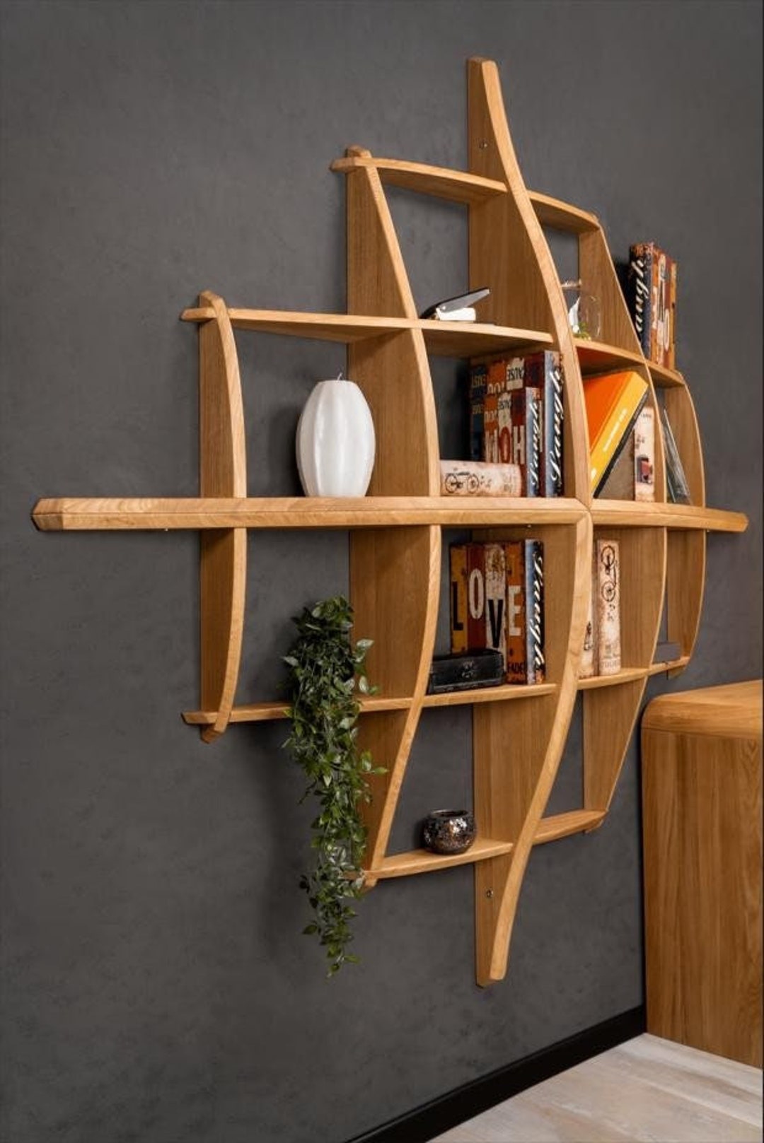 Wall Shelf. Wooden Display Shelf. Natural Solid Oak Wood - Etsy