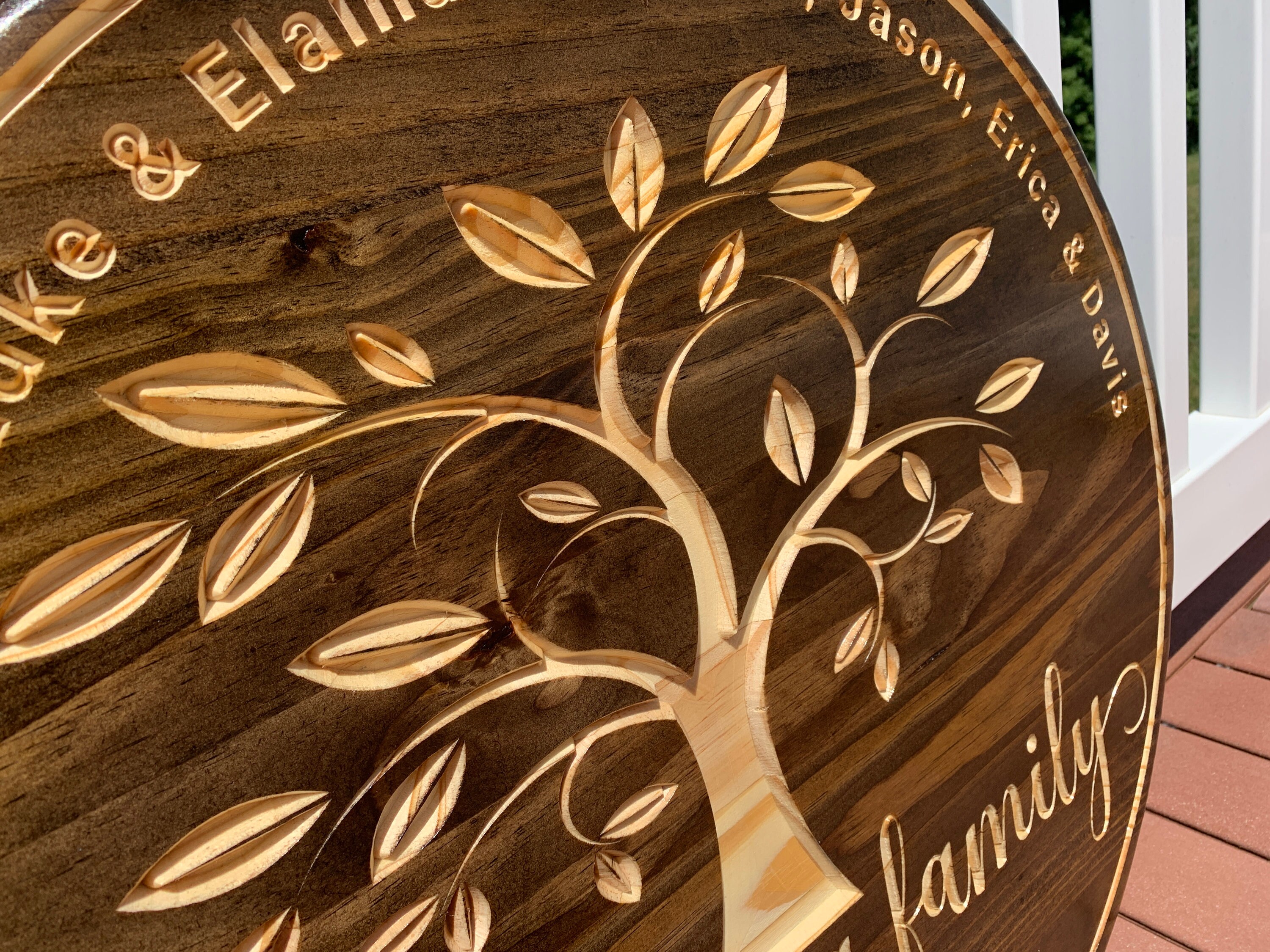 Personalized Family Tree Engraved Wood Round Anniversary - Etsy