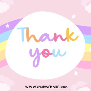 Canva Thank You Card Template - Rainbow - Canva Order Card - Editable ...