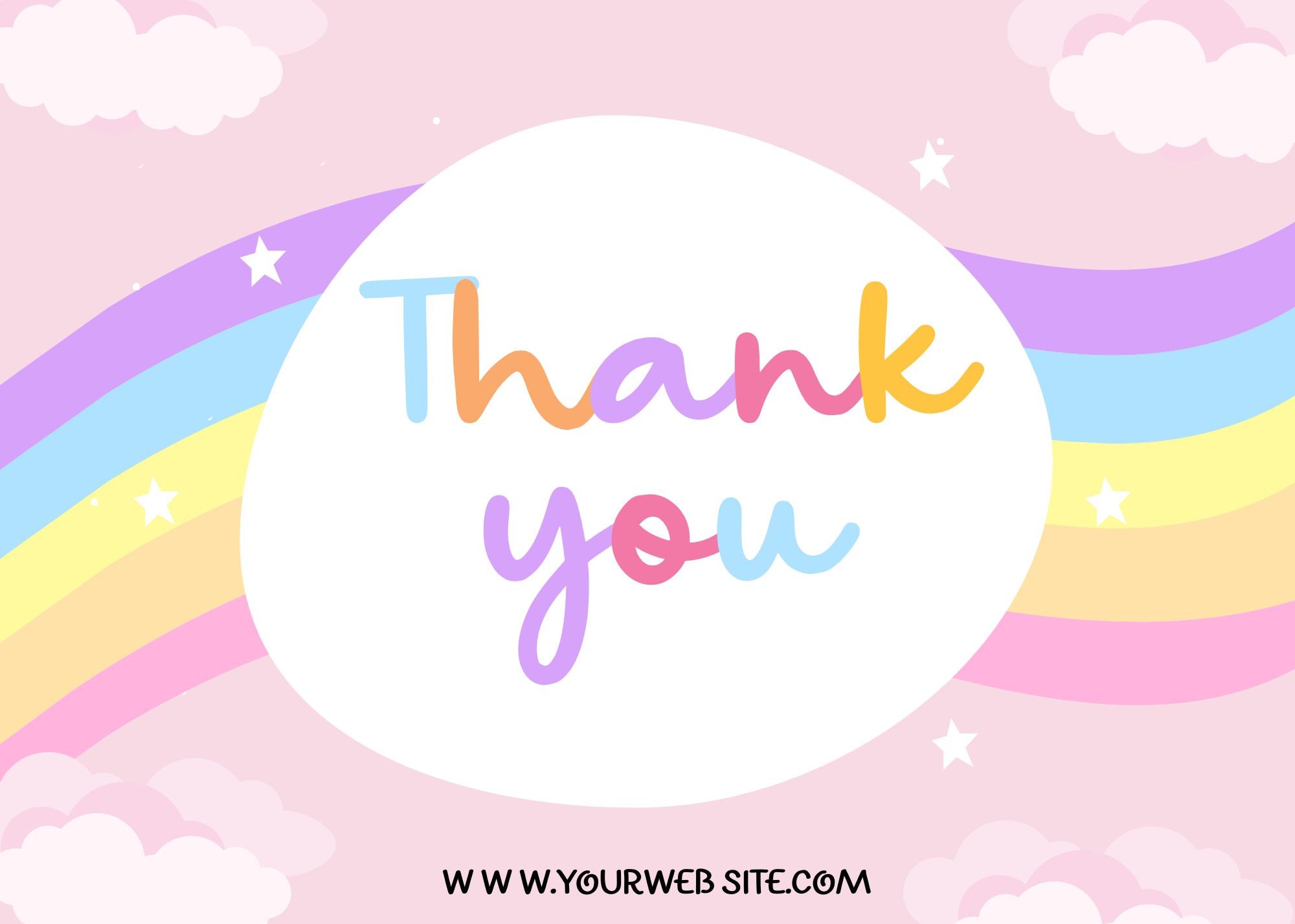 Canva Thank You Card Template - Rainbow - Canva Order Card - Editable ...