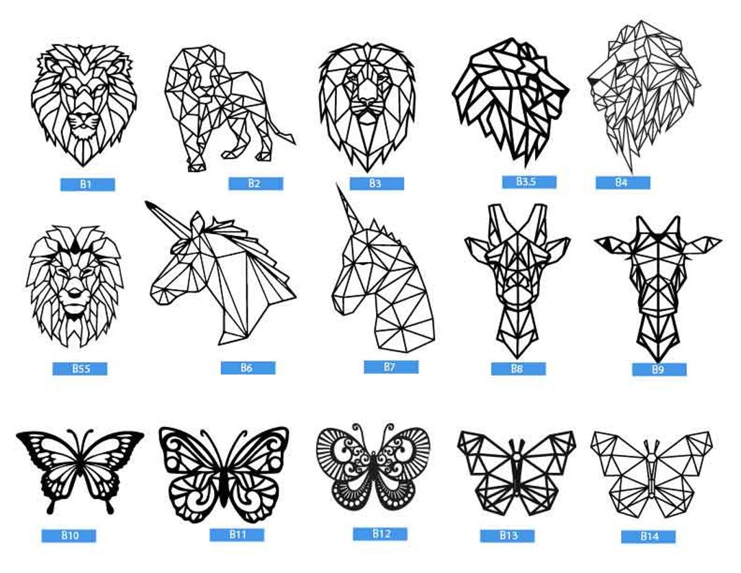100 Geometric Animal, Dxf Cut File Digital, Cnc Laser Cut , Digital ...