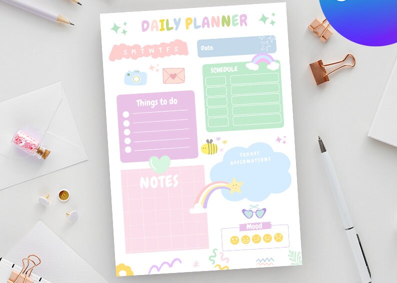Printable Daily Planner, Editable Planner in Canva Digital Template ...