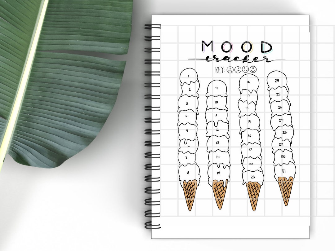 Mood Tracker PDF | Mood Journal PDF | Ice Cream Cone | Therapy Journal ...