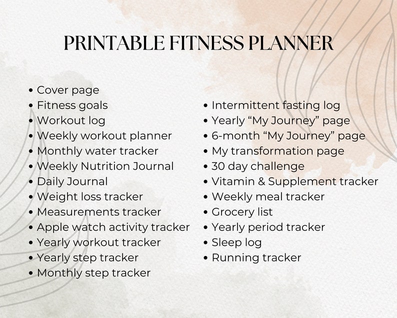 Ultimate Fitness Planner Bundle, Printable Fitness Journal, Weight Loss ...