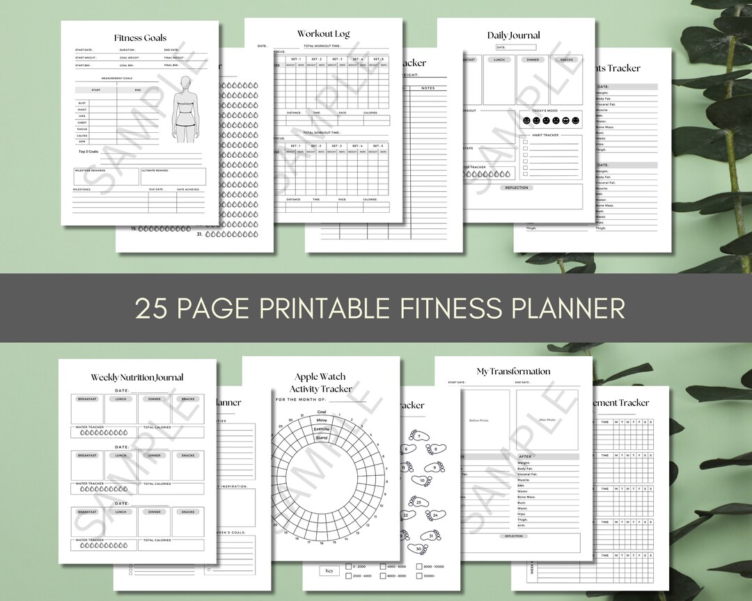Ultimate Fitness Planner Bundle, Printable Fitness Journal, Weight Loss ...