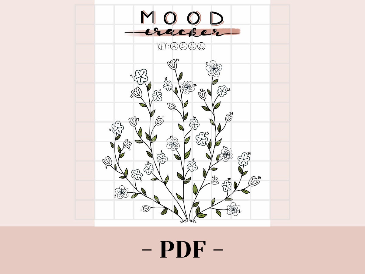 Mood Tracker PDF | Mood Journal PDF | Flower Mood Tracker | Therapy ...