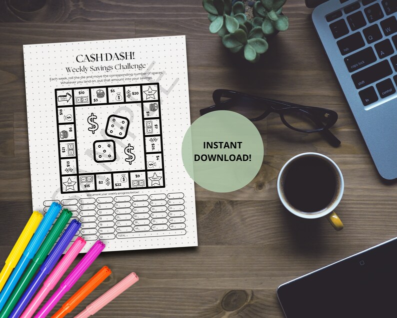 CASH DASH Savings Challenge | PRINTABLE Journal Page | Savings ...