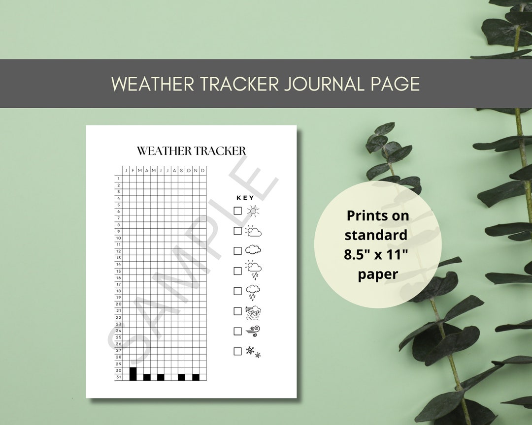 Weather Tracker PRINTABLE PDF Journal Page Printable Tracker Daily ...