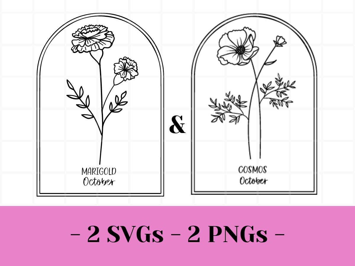 October Birth Month Flower SVG | Birth Flower Svg | Wildflower Svg ...