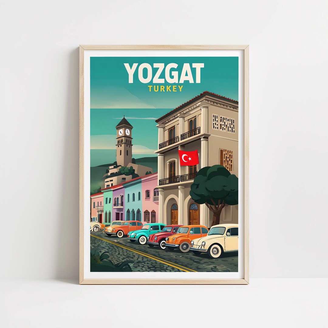 Yozgat Türkiye Poster – Retro Vintage Illustration With Classic Cars ...