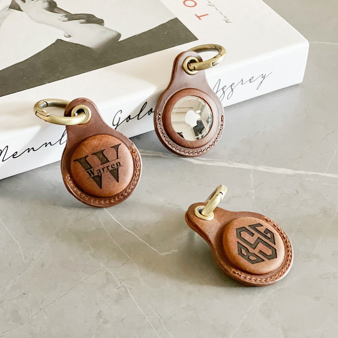 Leather AirTag Case. Custom Monogrammed AirTag Cover. AirTag Leather ...