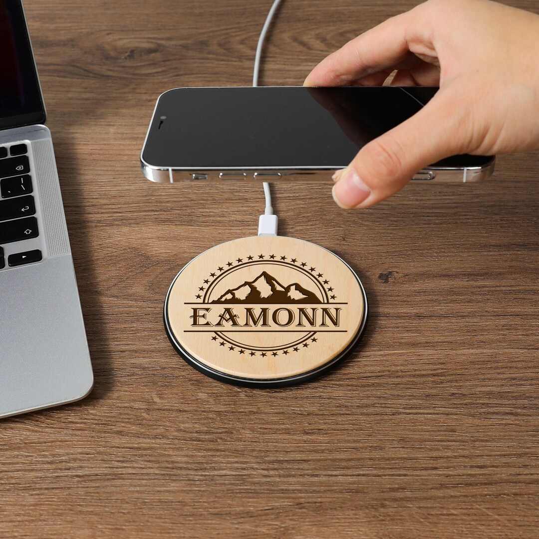 Personalized Wooden Wireless Phone Charger, Custom Logo Gift - Etsy