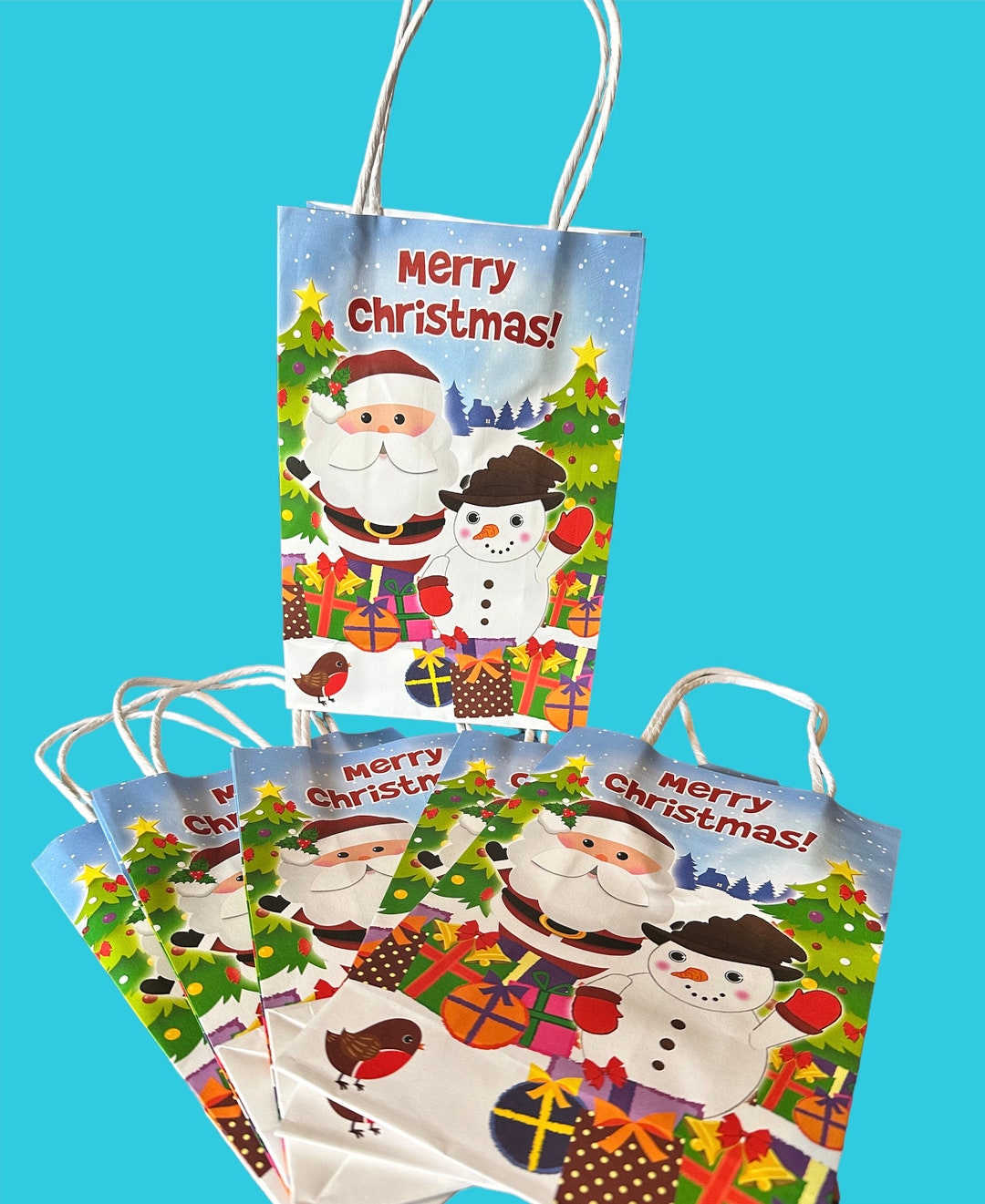 10 X Christmas Paper Bag With Handles 21cm - Etsy