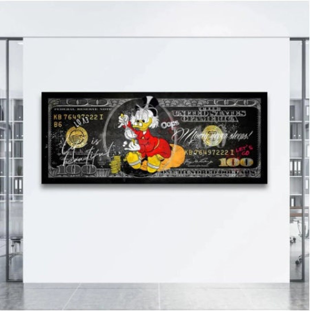 Duck Dollar Donald Money Wall Decor Home Artwork Canvas - Etsy