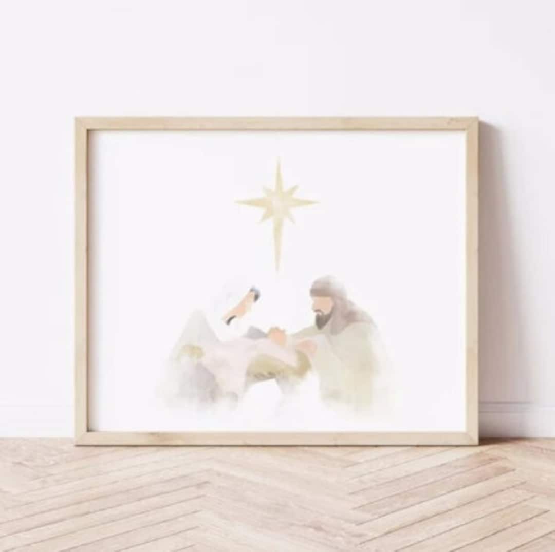 Jesus God Holy One Nativity Scene Canvas Print Wall Art Christmas Jesus ...
