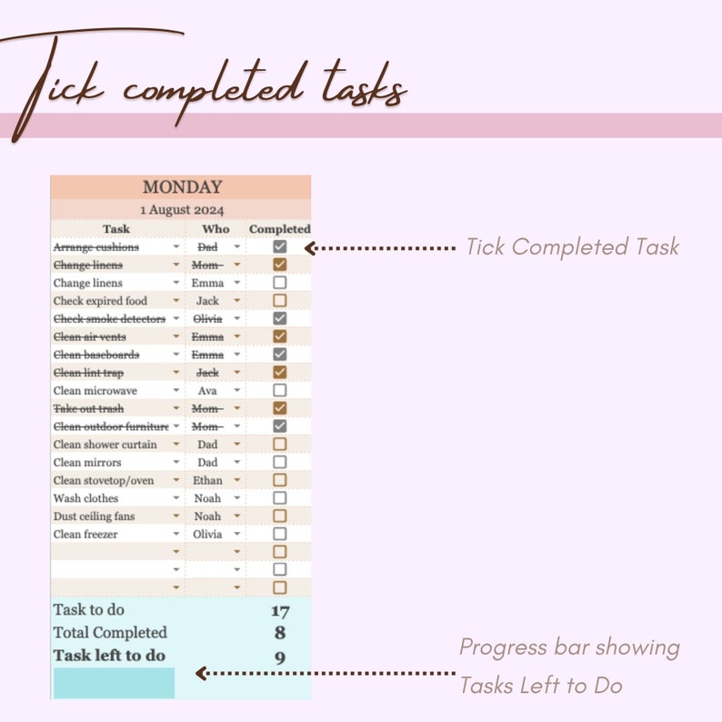Weekly Cleaning Checklist Monthly, Yearly Chore Chart Cleaning Planner ...