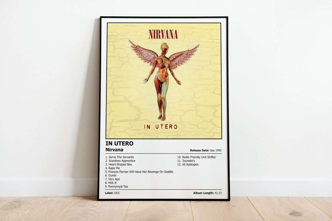 NIRVANA in Utero Album Cover Print Poster Wall Art Artwork A4, A3, A2 ...