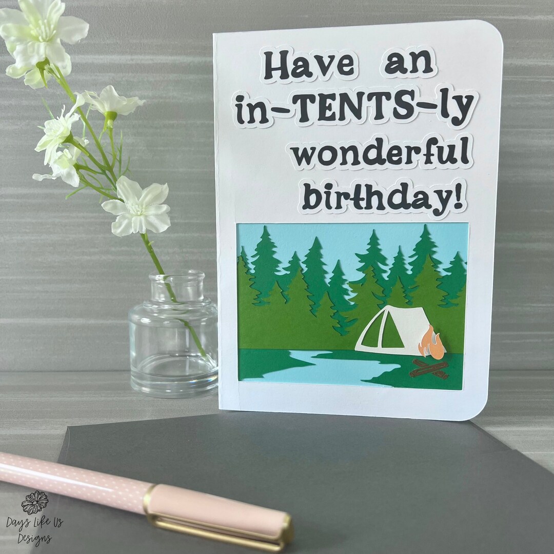 Camping Birthday Card, Handmade Layered Greeting Card - Etsy