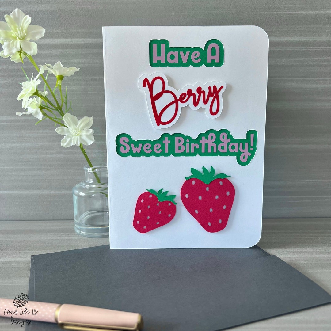 Happy Birthday Berry Card, Handmade Layered Greeting Card - Etsy