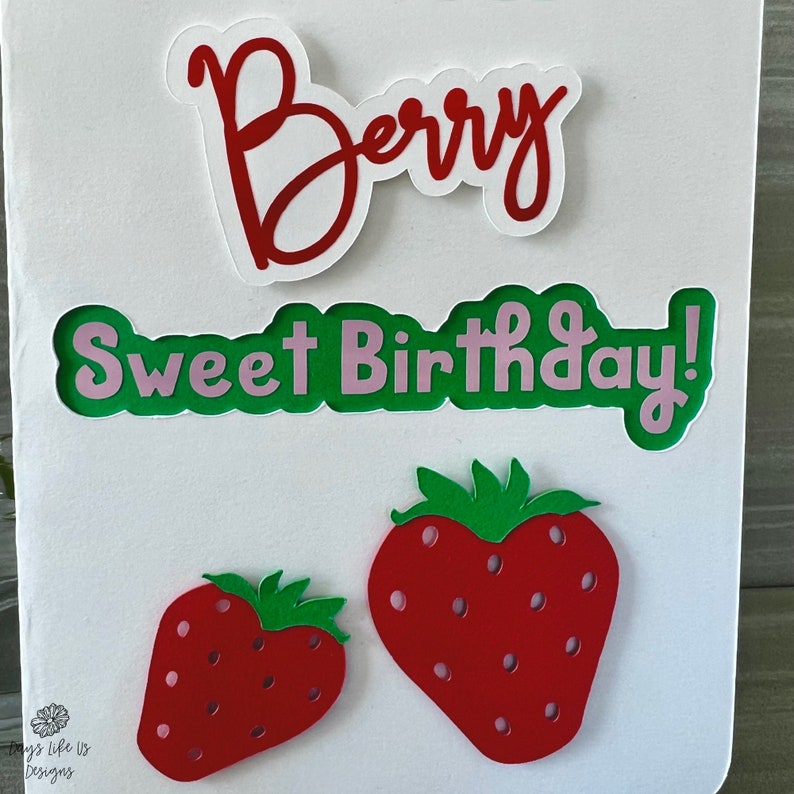Happy Birthday Berry Card, Handmade Layered Greeting Card - Etsy