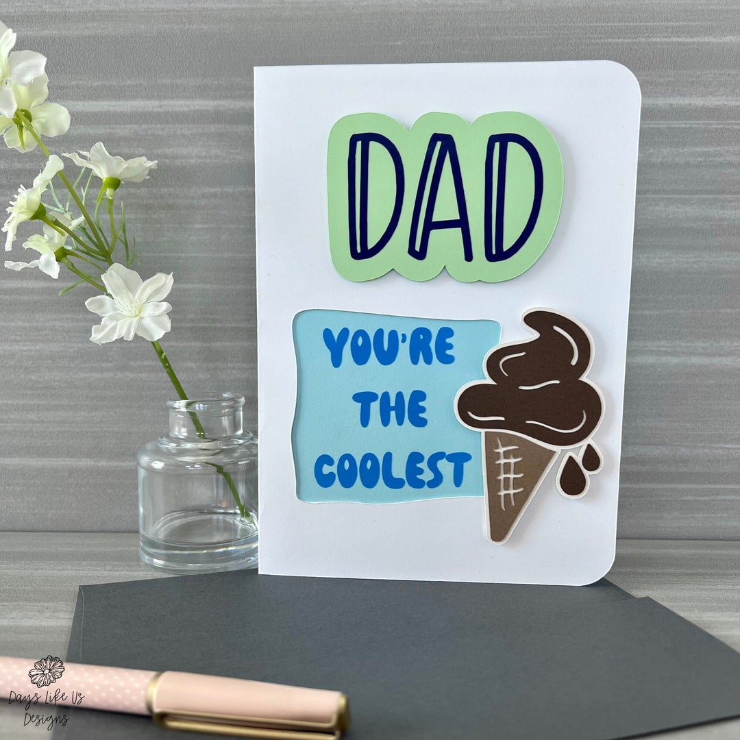 Cool Dad Fathers Day Card, Handmade Layered Greeting Card - Etsy