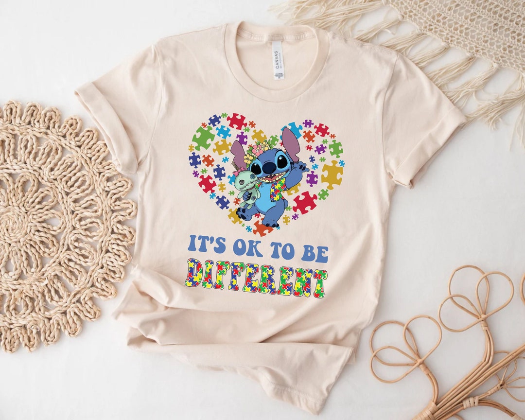 Autism Awareness Disney Stitch Shirt, Women Kid Its Ok to Be Different ...